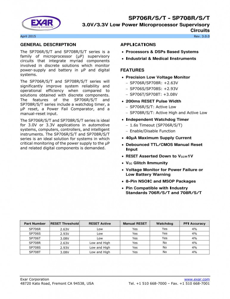 SP706SEN-L/TR datasheet page 1