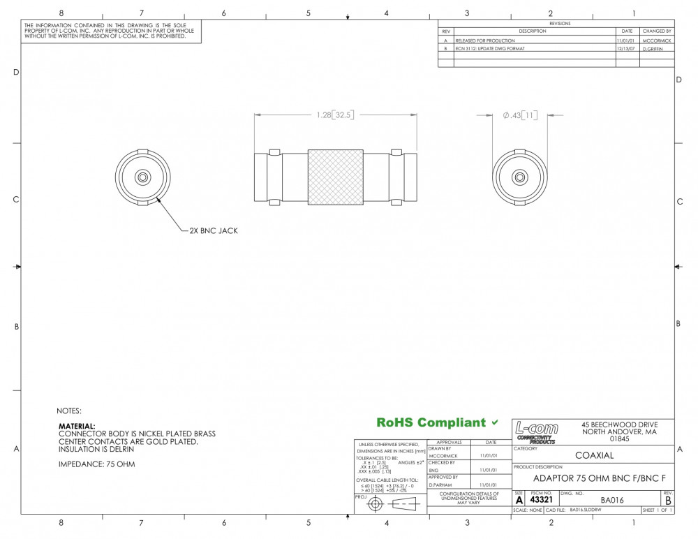 L-com BA016 technical document preview