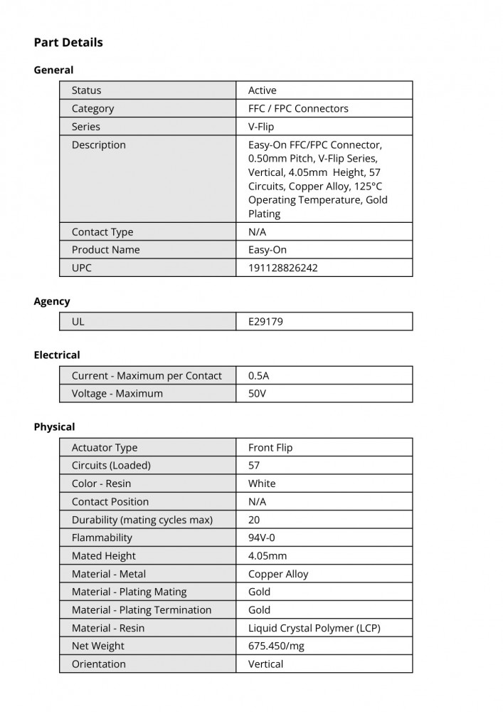 MOLEX 5019515750 technical document preview, page 2