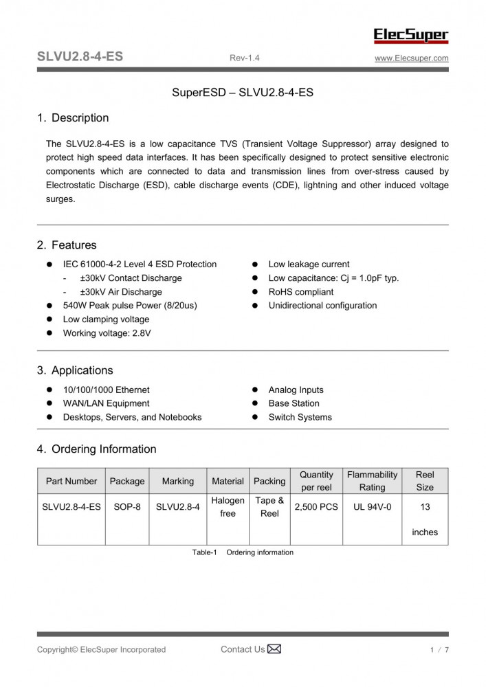 SLVU2.8-4-ES datasheet page 1