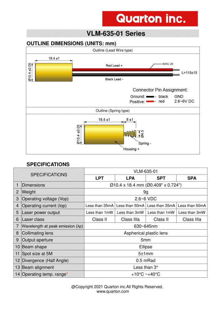 VLM-635-01 series technical document, page 2