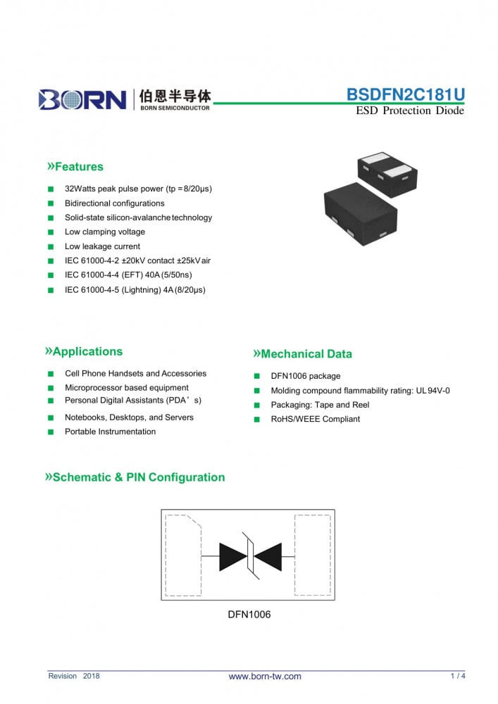 BSDFN2C181U datasheet page 1