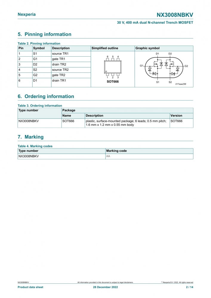 NX3008NBKV datasheet page 2
