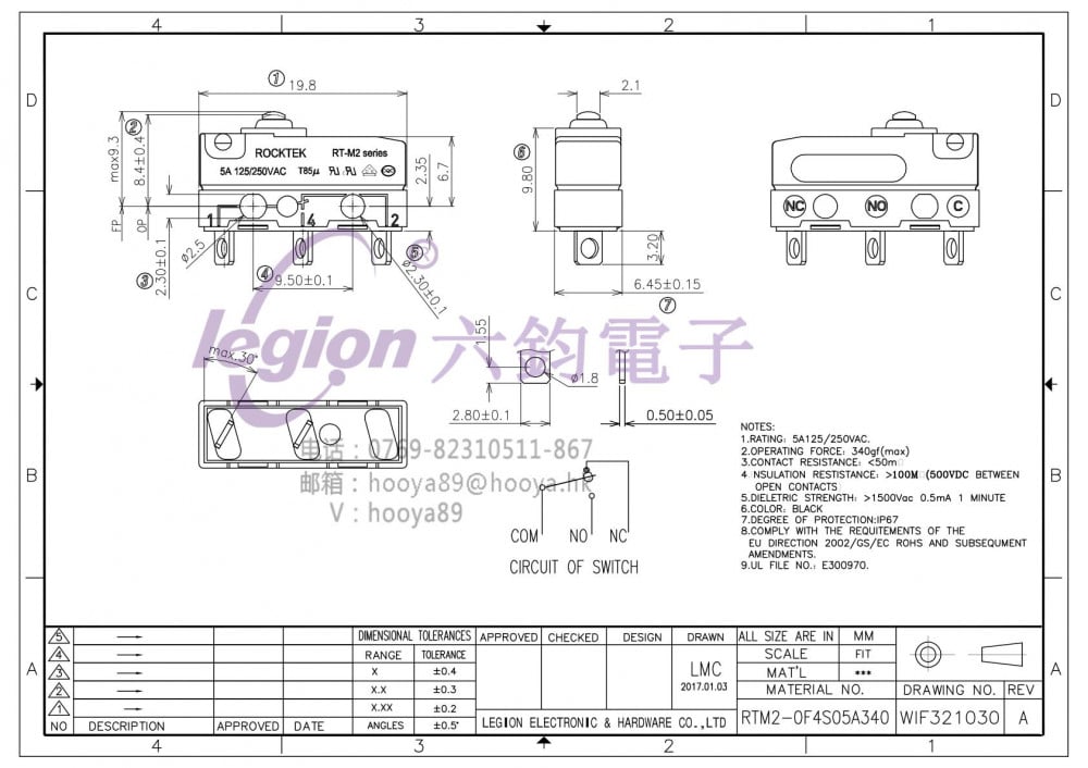 Legion RTM2-0F4S05A340 technical document page