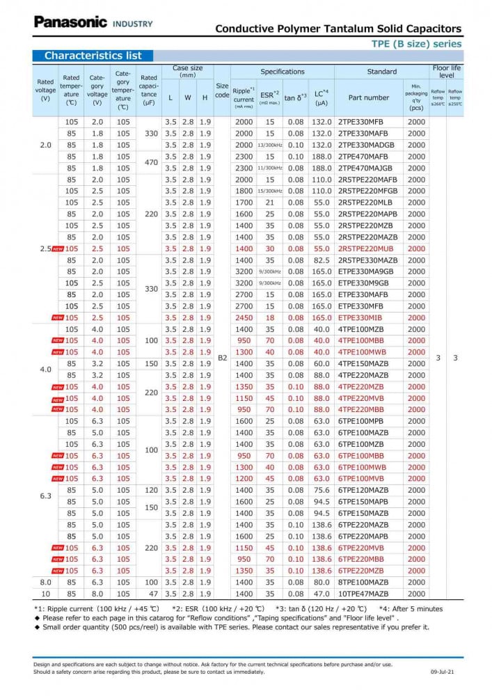 PANASONIC POSCAP technical document page 2