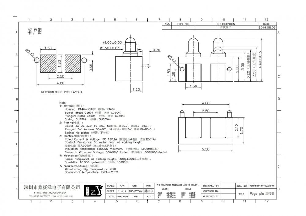 YZ10815044F-02025-01 product specification page 3