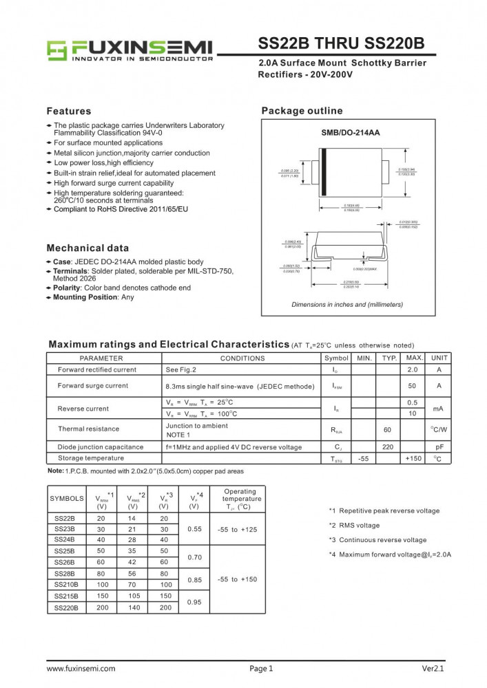 SS24B datasheet page 1