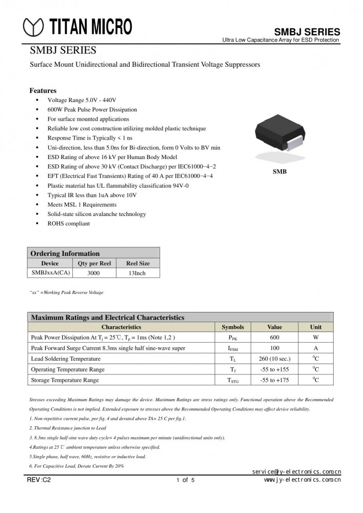 SMBJ series datasheet page 1