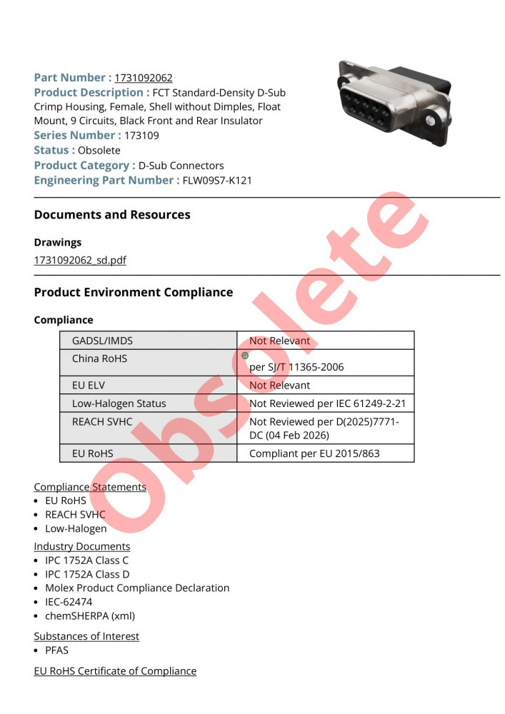 MOLEX 1731092062 drawing page 1