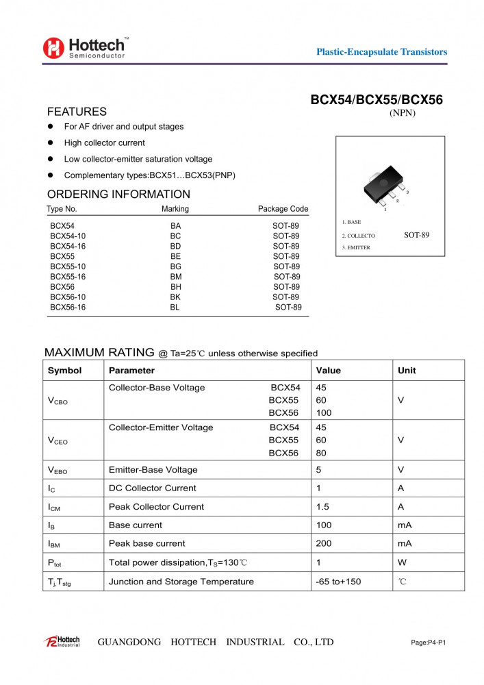 BCX56-16 BL HD datasheet page 1