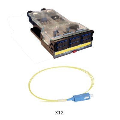 Fibre optic cassette - pre-equipped with 12 pigtails and 1 SC duplex block for 12 fibres - singlemode OS2 for sale