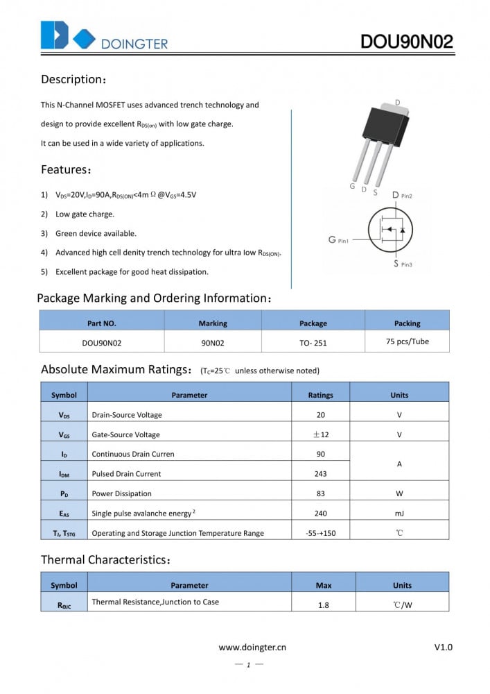 DOU90N02 datasheet page 1