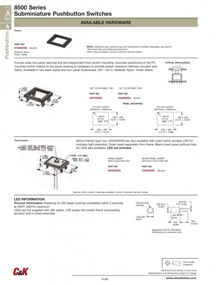 C&K 8500 Series documentation page 5