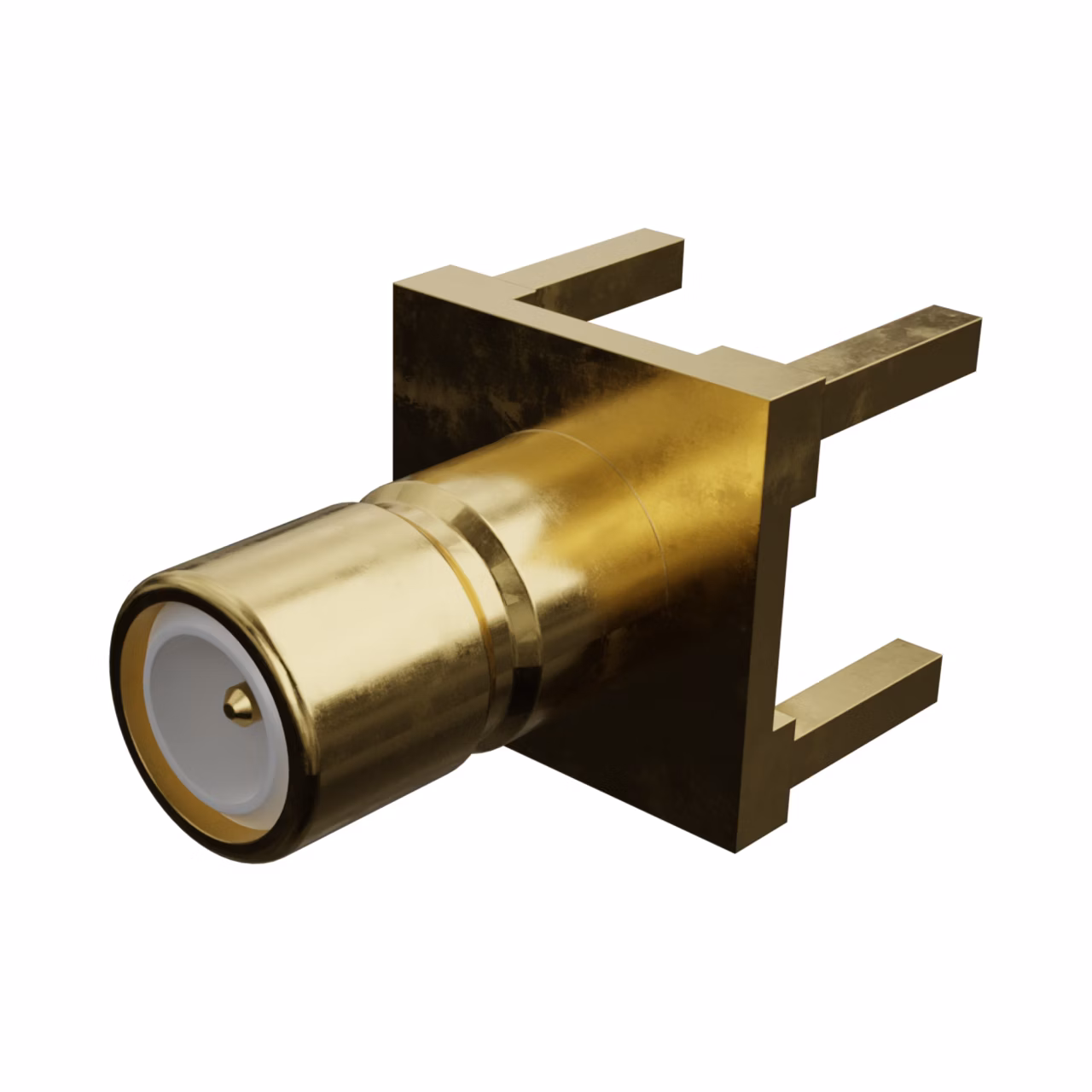 SMB Jack, Straight, PCB Receptacle, Through Hole, Brass Body, Gold (Au) Plated, One Piece Per Bag, 75 Ohms for sale