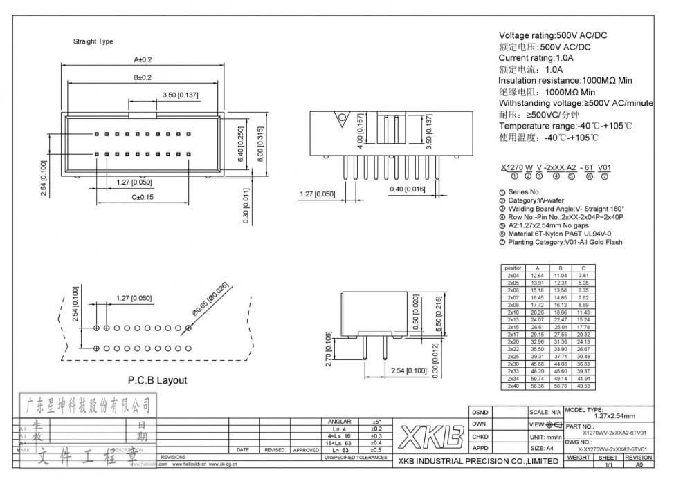 X1270WV-2x13A2-6TV01 technical drawing preview