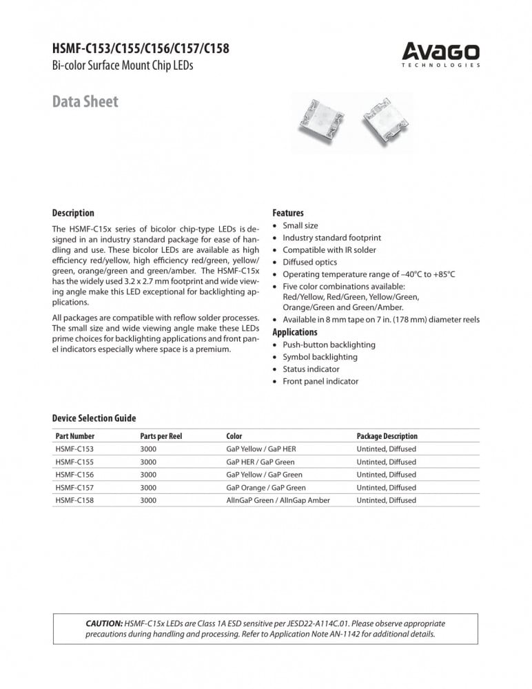 HSMF-C153 datasheet page 1