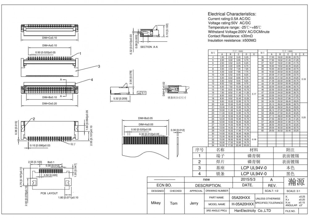 05A20H24P technical drawing page 1
