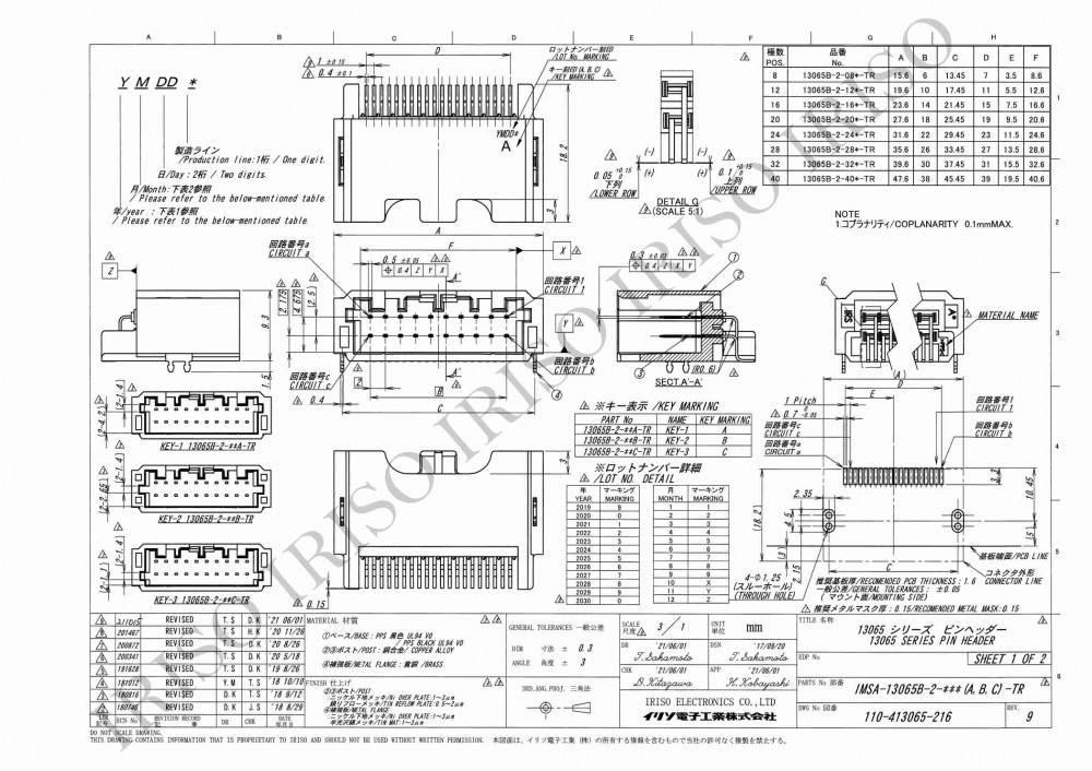 IRISO 13065B technical drawing page 1