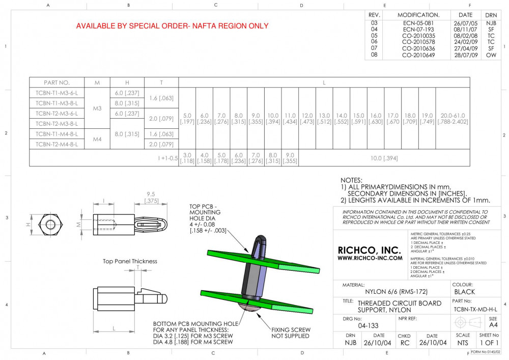 Essentra TCBN-T1-M3-6-8 technical document preview