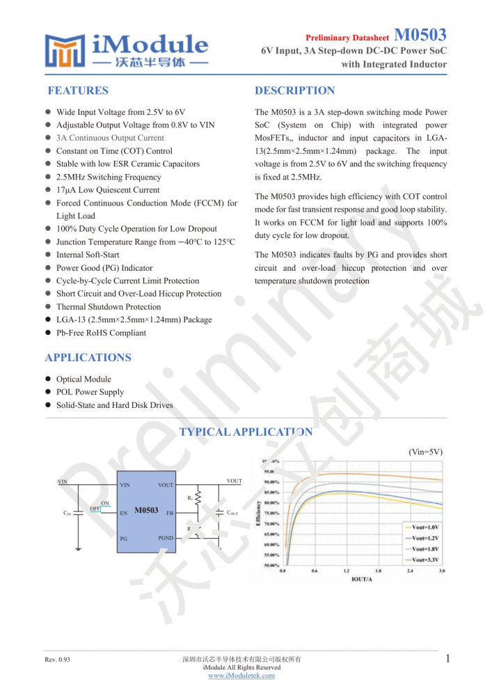 M0503 datasheet page 1