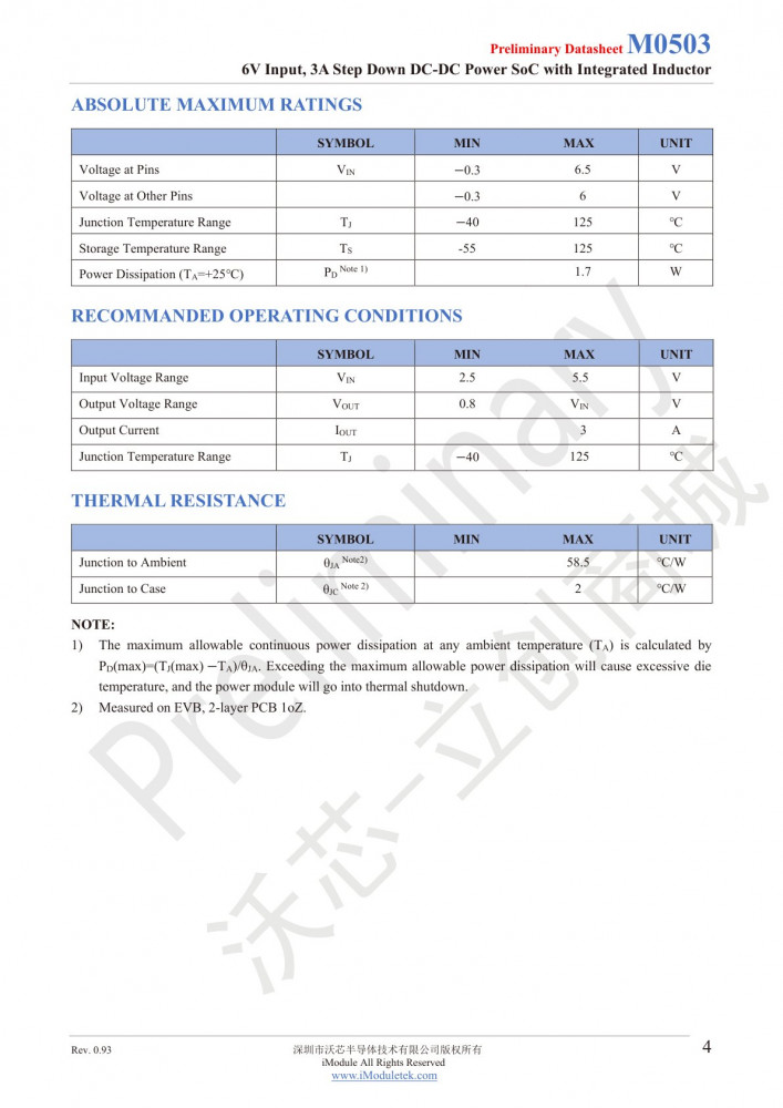 M0503 datasheet page 4