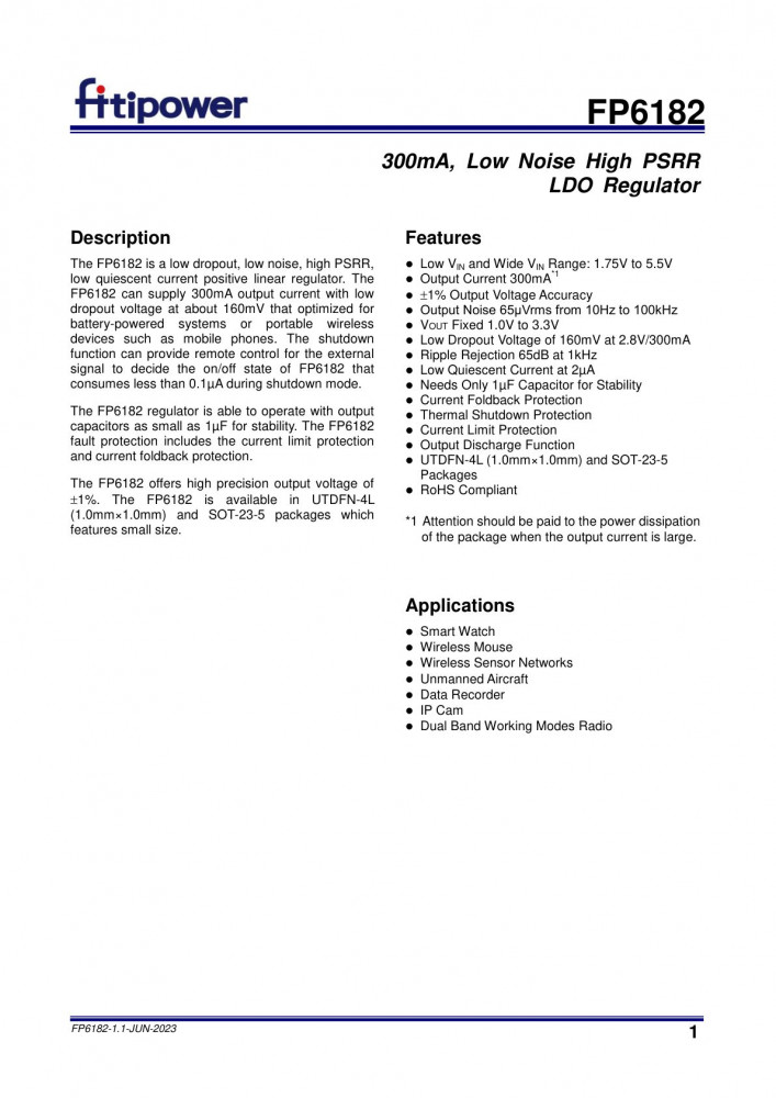 FP6182 datasheet page 1
