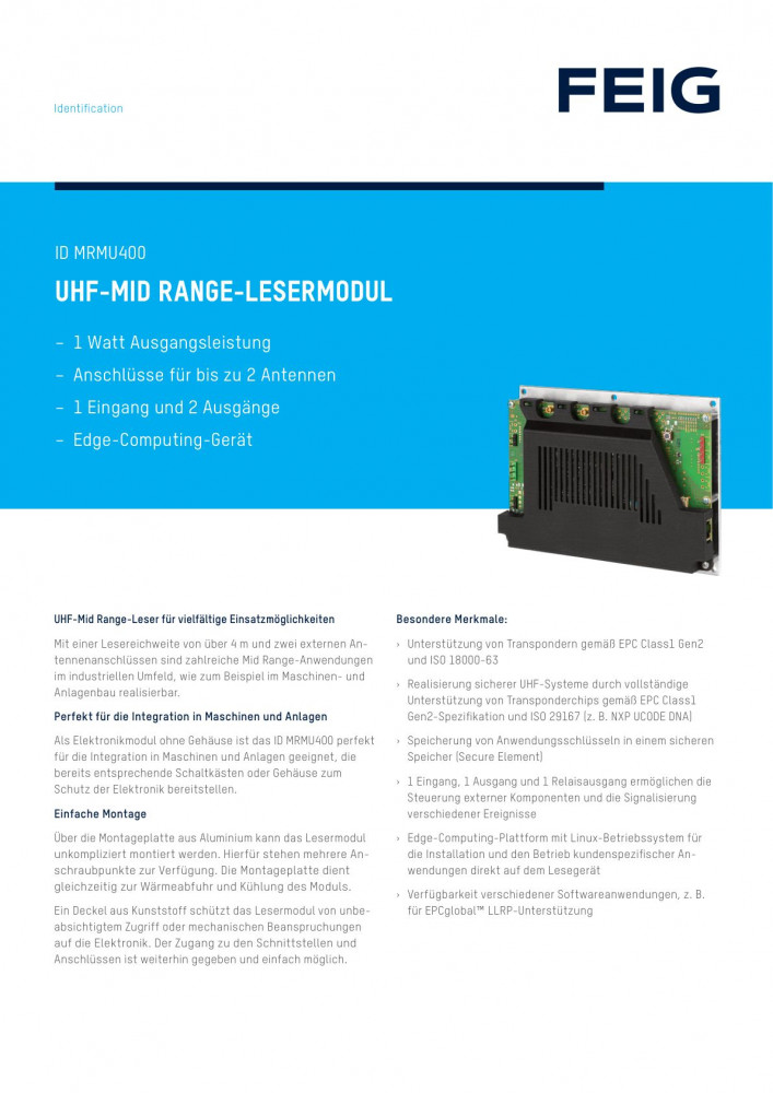ID MRMU400 technical document page 1
