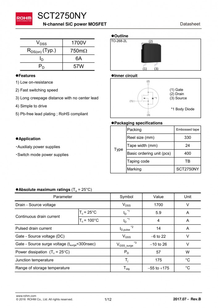 SCT2750NYTB datasheet page 1