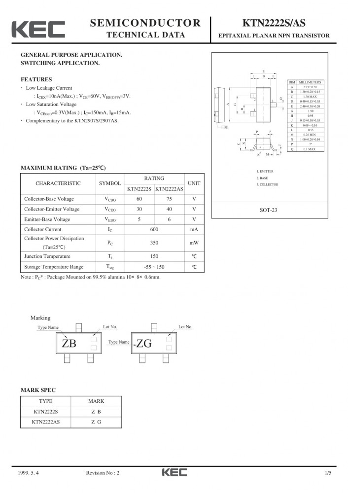 KTN2222AS datasheet page 1
