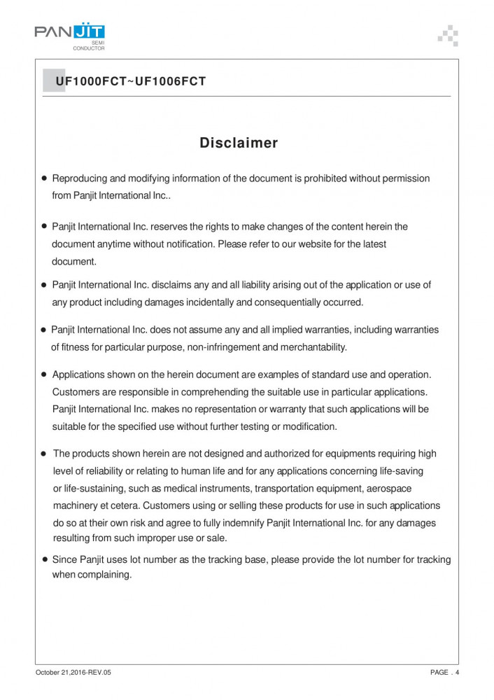 PANJIT UF1004FCT datasheet page 4