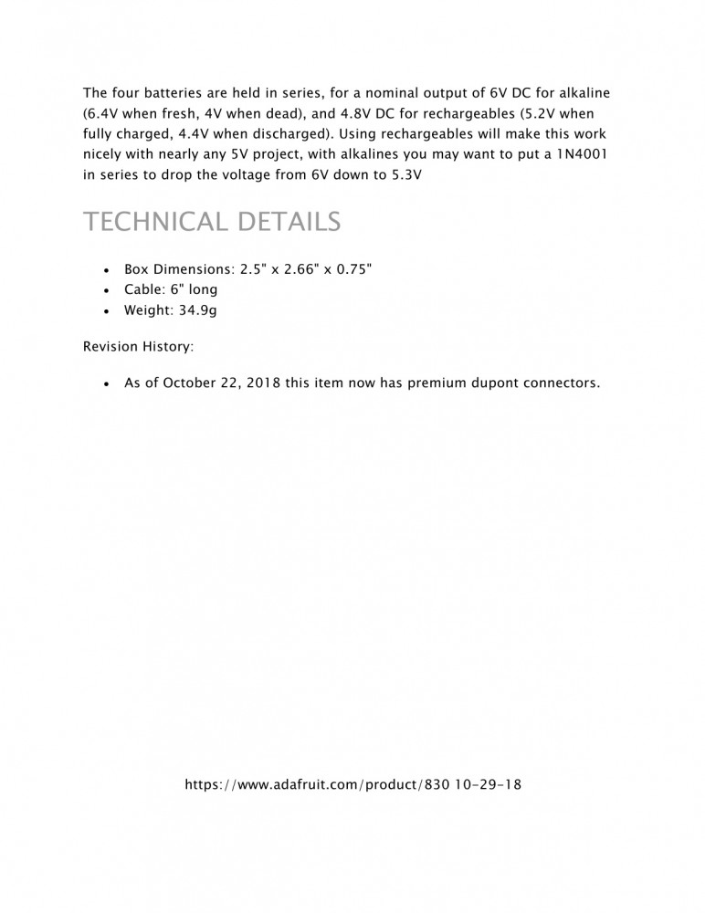 Adafruit Product 830 technical document image 2