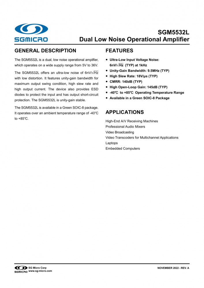 SGM5532L datasheet page 1