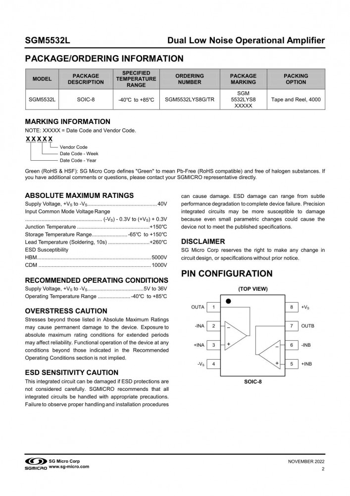 SGM5532L datasheet page 2