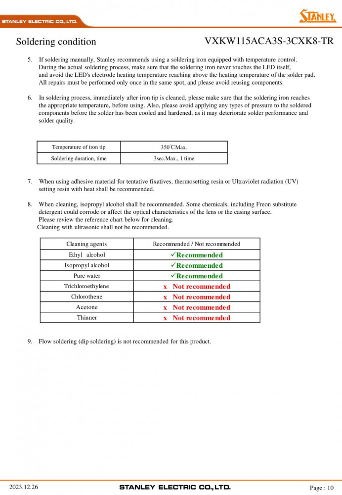 STANLEY VXKW115ACA3S-3CXK8 datasheet page 10