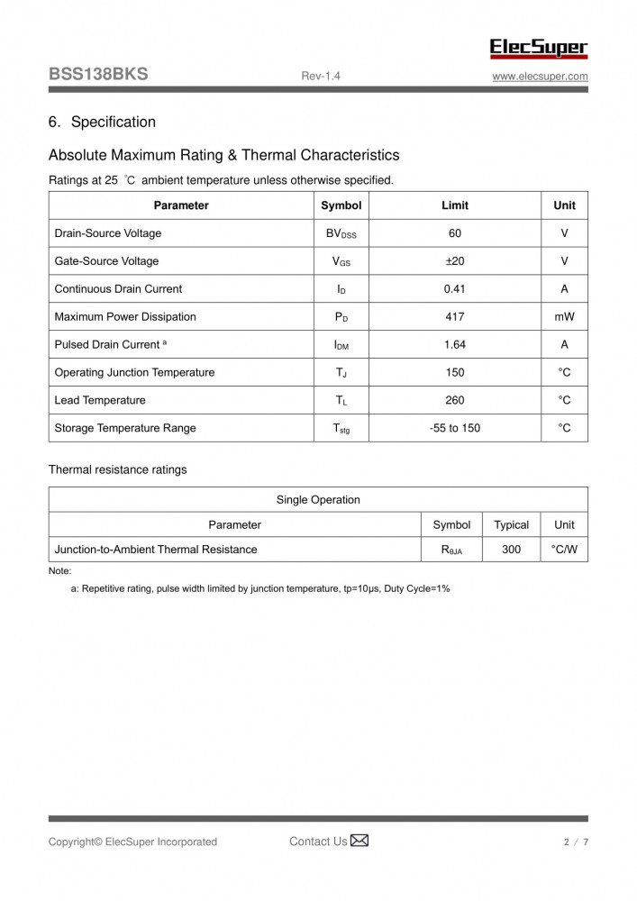 BSS138BKS datasheet page 2