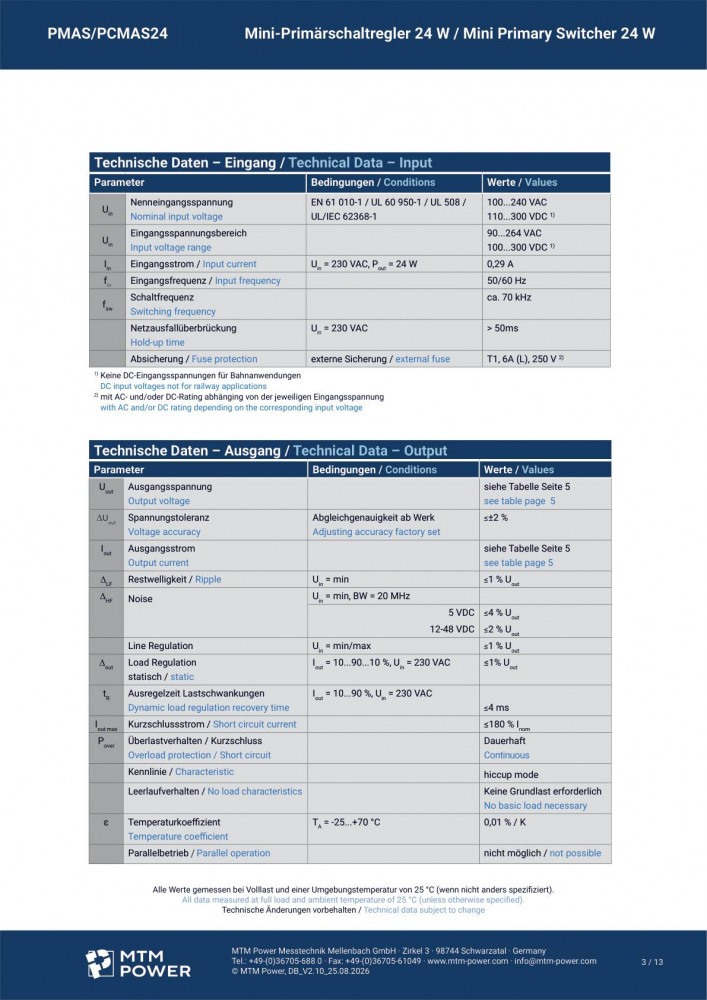 MTM Power PMAS/PCMAS24 datasheet page 3