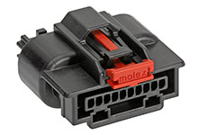 Mini50 Sealed Receptacle, Single Row, without CPA, 10 Circuits, Polarization Option C, Dark Gray