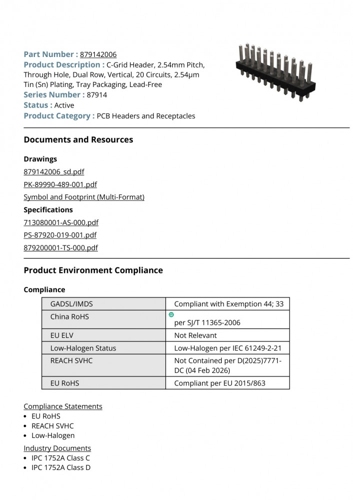 MOLEX 879142006 technical document image 1