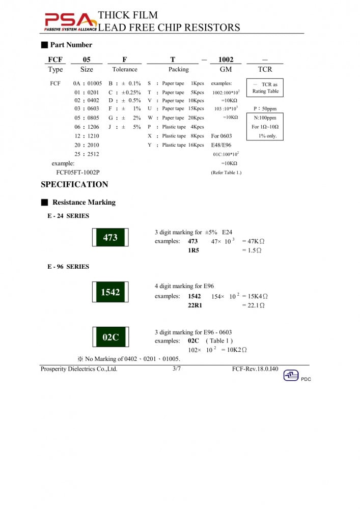 PSA FCF series datasheet page 4