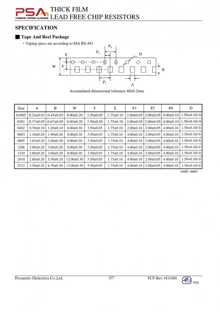 PSA FCF series datasheet page 6