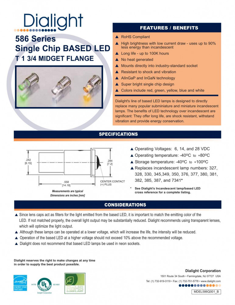 586 Series based LED product documentation, page 1