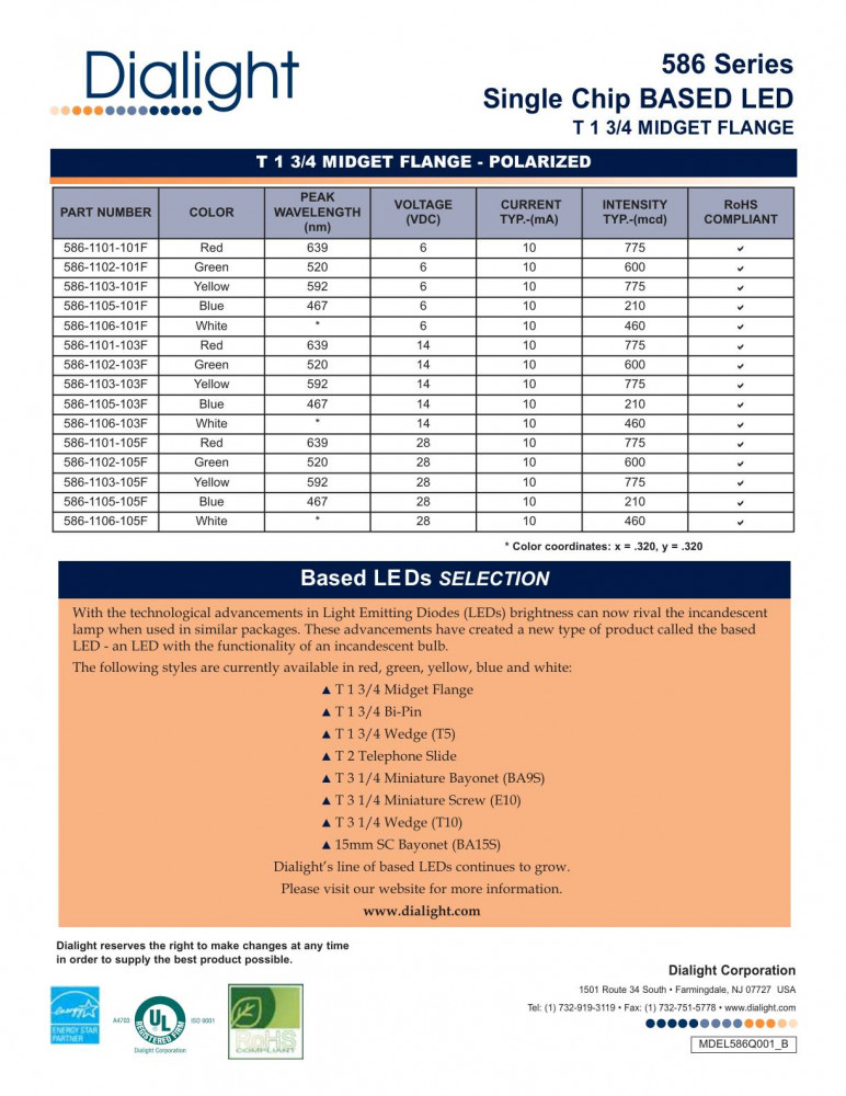 586 Series based LED product documentation, page 2