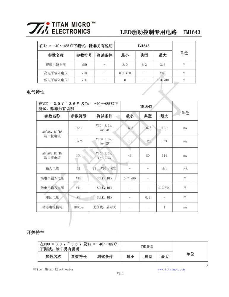TM1643 datasheet page 3