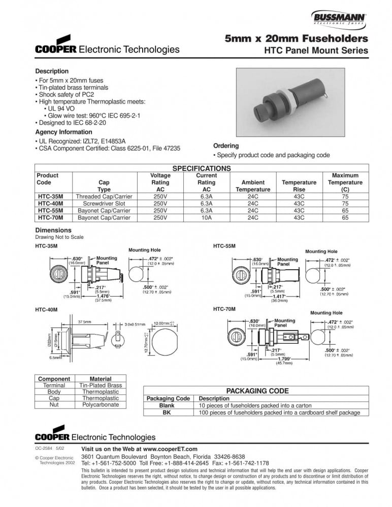 EATON HTC fuseholder technical document