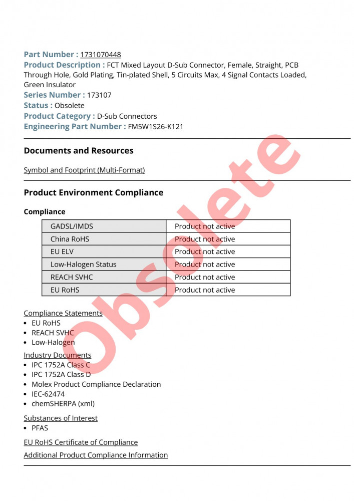 MOLEX 1731070448 document image, page 1