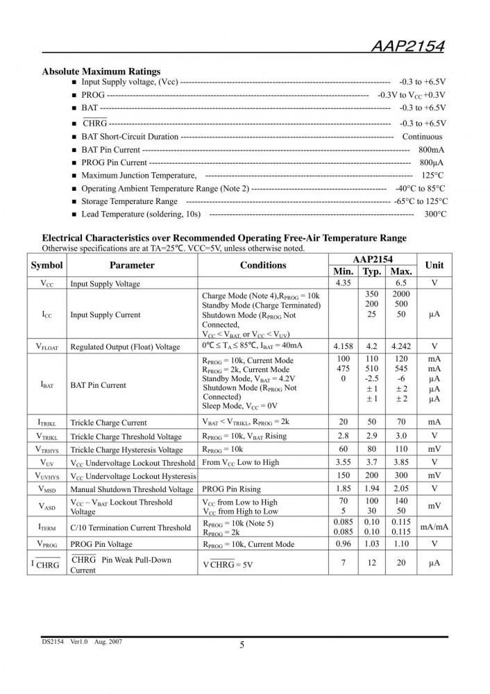 AAP2154 datasheet page 5