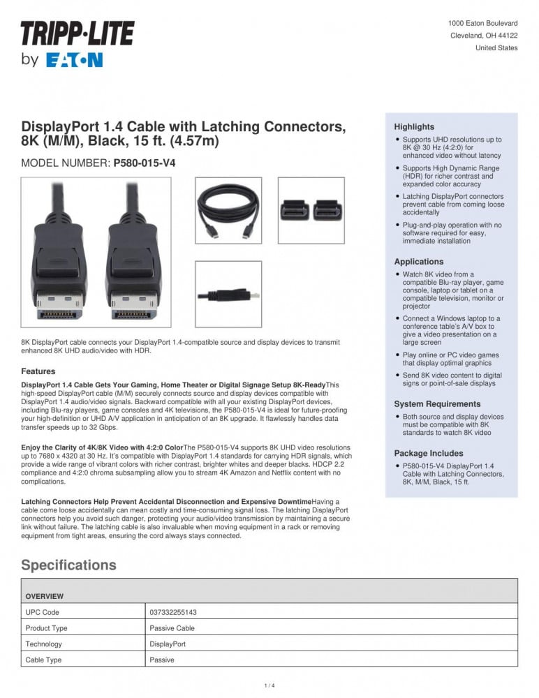 P580-015-V4 technical document page 1