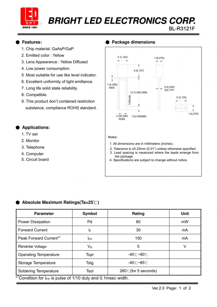 BL-R3121F datasheet page 1