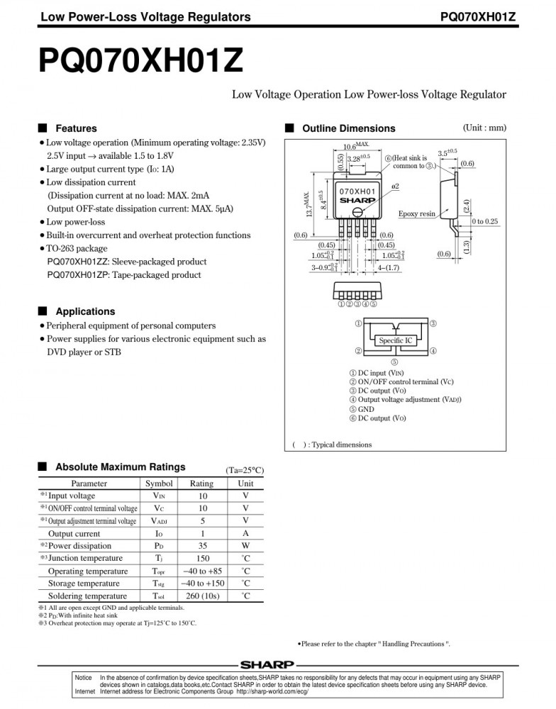 PQ070XH01ZZ datasheet page 1