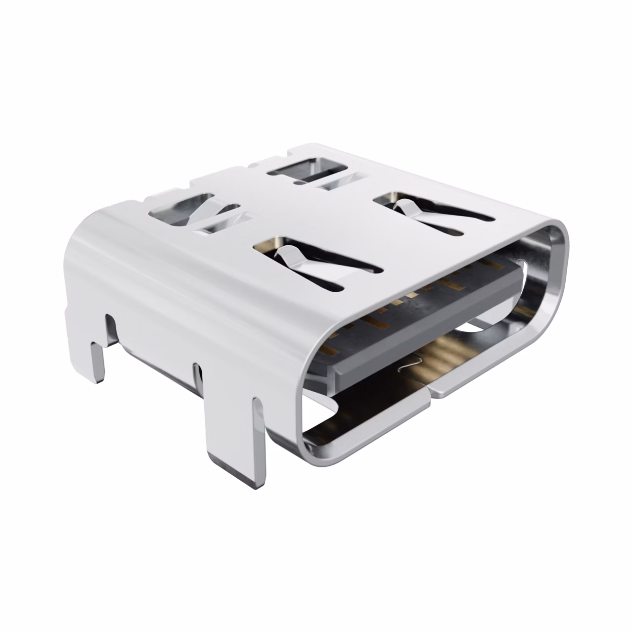 Universal Serial Bus (USB) Shielded I/O Receptacle, Type C, Right-Angle, Top Mount, Surface Mount, 0.80mm Tab, Gold (Au) Plating for sale